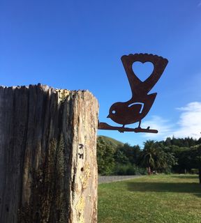 Metal Native Birds cut from thick corten steel made in New Zealand